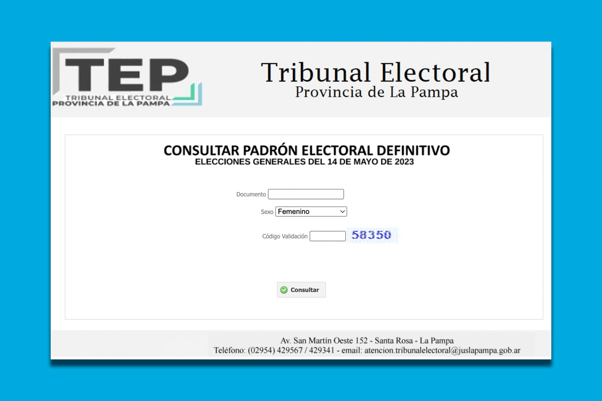 Elecciones 2023 en La Pampa: ya está disponible el padrón para ... Elecciones 2023 en La Pampa: ya está disponible el padrón para ...