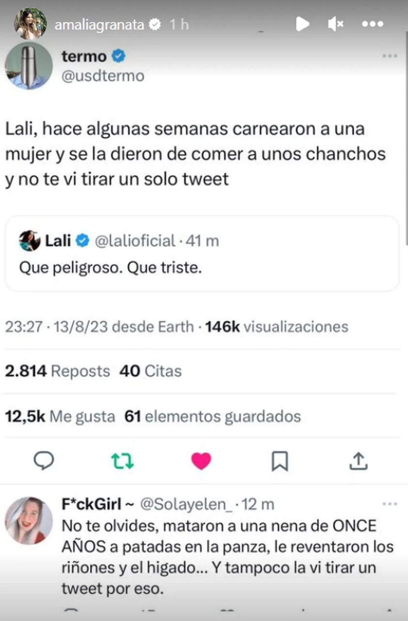 Lali Espósito se mostró muy preocupada por el batacazo de Javier Milei ...