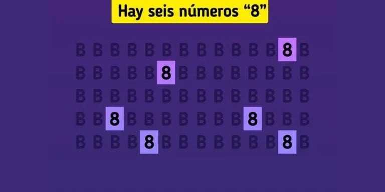 Reto visual del día: descubrí cuántos números “8” hay en 8 segundos ...